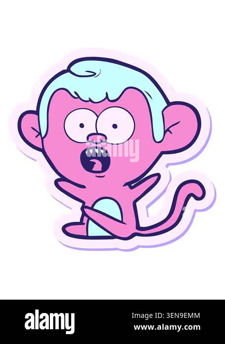 jiggle and pause animation of sticker of a cartoon shocked monkey Stock ...