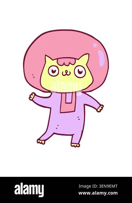 pixelize effect animation of cartoon space cat in bright glow color ...