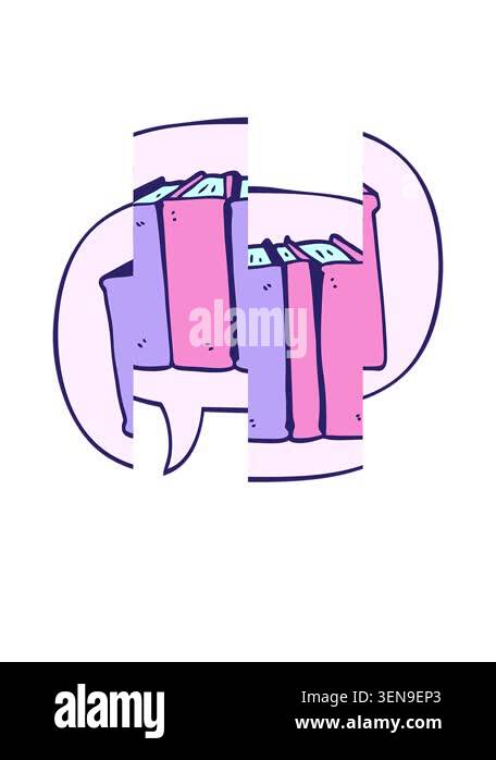 splitting motion animation of cartoon books with speech bubble Stock ...