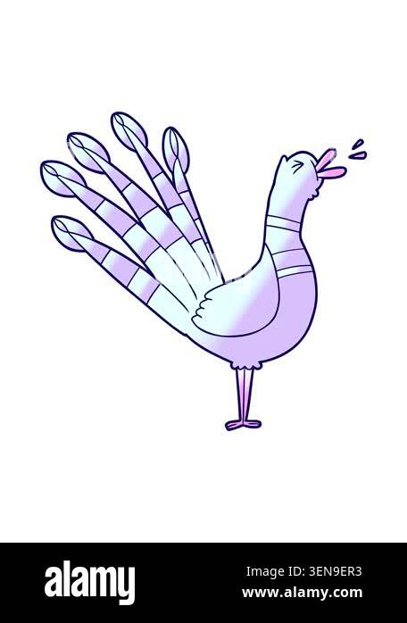 neon light effect animation of cartoon crowing peacock Stock Video ...