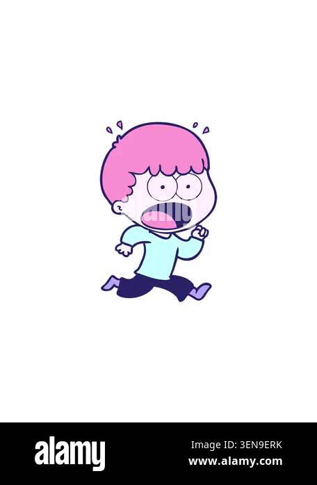 flashy sales animation of cartoon shocked man running away Stock Video ...
