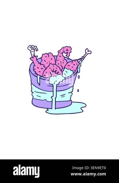 flashy sales animation of cartoon doodle bucket of fried chicken Stock ...