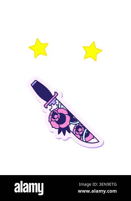 spinning stars animation of sticker of tattoo in traditional style of a ...