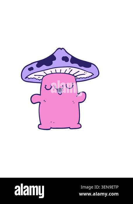horizontally vibrating animation of cartoon mushroom creature Stock ...