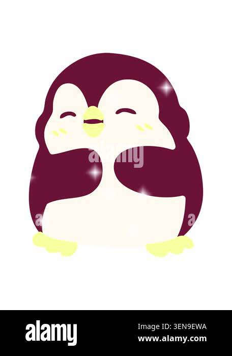 glitter effect animation of Cute Penguin in bright glow color Stock ...