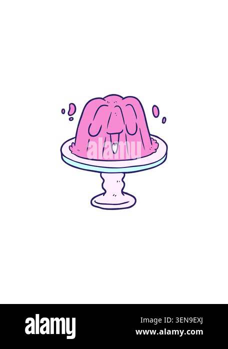 flashy sales animation of cartoon jelly on plate wobbling Stock Video ...