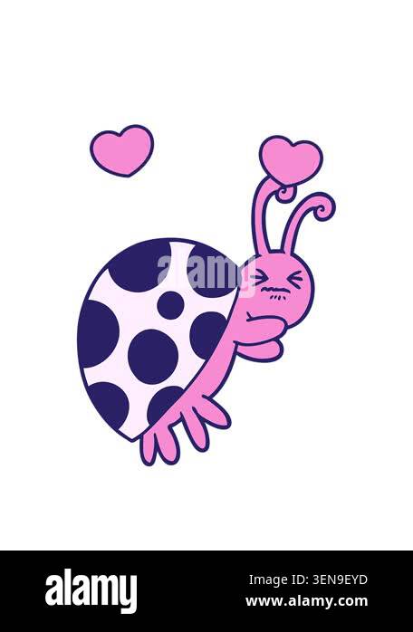 spinning hearts animation of cartoon ladybug drawing Stock Video ...