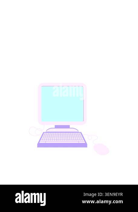 rise and float animation of Flat colour illustration of a computer ...