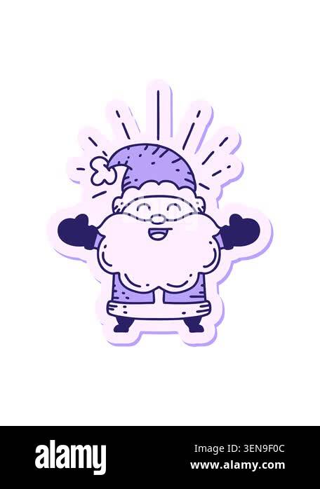 bobbing motion animation of sticker of a tattoo style happy santa claus ...