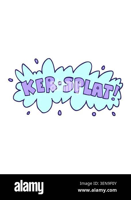 vibrating motion animation of cartoon doodle words ker splat Stock ...