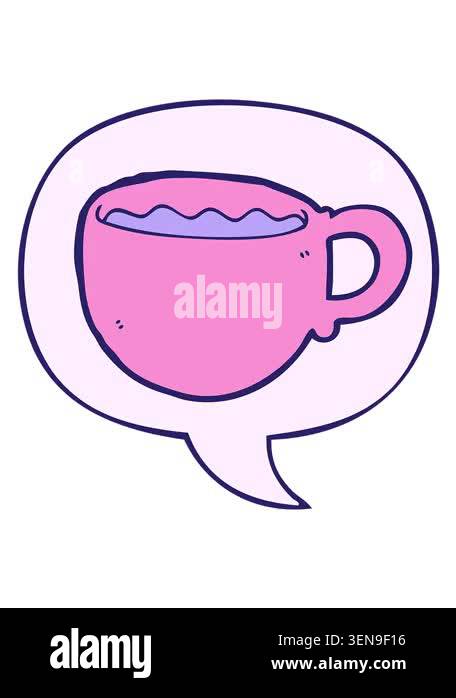 vibrating motion animation of cartoon coffee cup with speech bubble ...