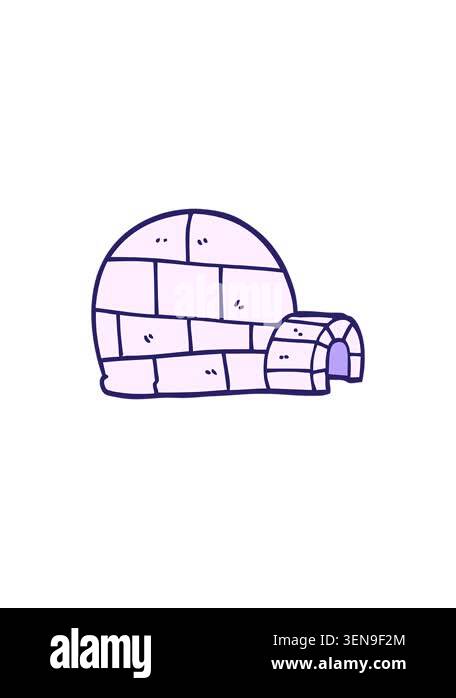 radioactive glowing animation of cartoon doodle winter igloo Stock ...
