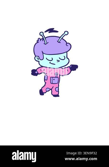rise and float animation of friendly cartoon spaceman pointing Stock ...