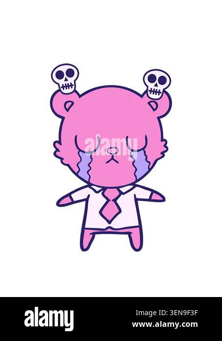 spinning skulls animation of crying cartoon bear Stock Video Footage ...