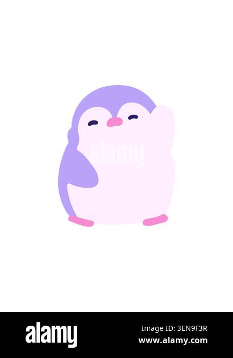 radioactive glowing animation of cute christmas penguin waving Stock ...