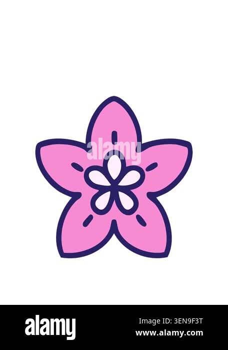 stretching up animation of a singular japanese style flower design ...