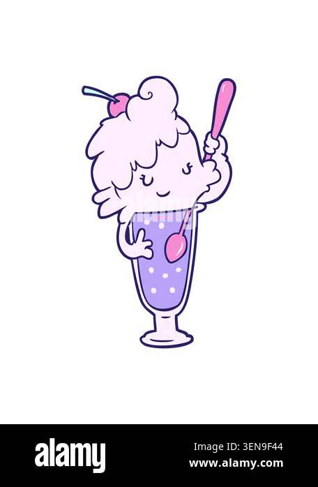 shaking motion animation of a cartoon ice cream soda girl Stock Video ...
