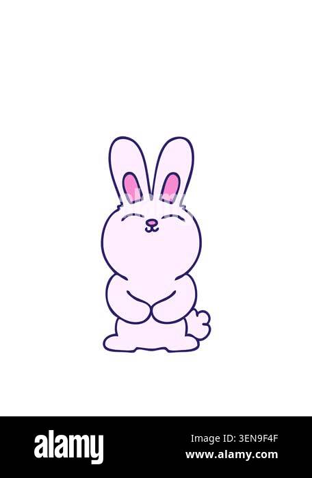 stretching up animation of cartoon rabbit Stock Video Footage - Alamy
