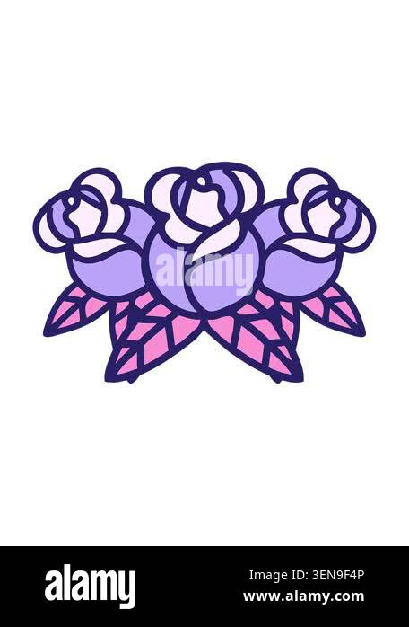 power up animation of retro tattoo style image of a bouquet of flowers ...