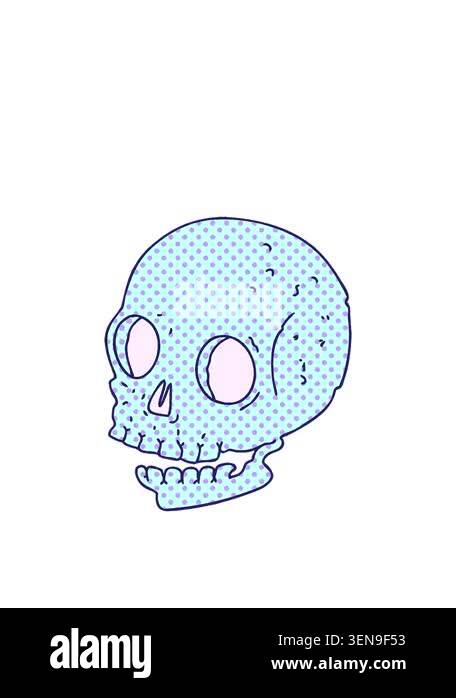rise and float animation of comic book quirky cartoon skull Stock Video ...