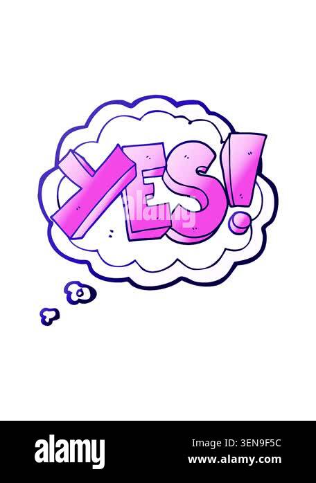neon light effect animation of thought bubble cartoon yes symbol Stock ...