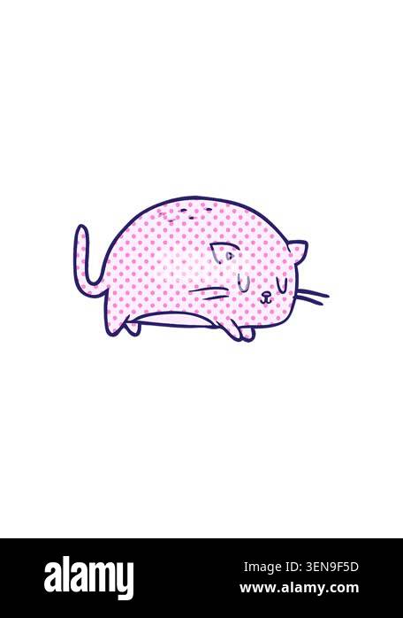 splitting effect animation of cute fat cartoon cat Stock Video Footage ...