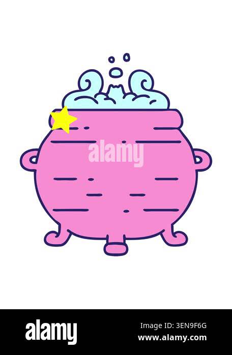 twinkling stars effect animation of cartoon cauldron bubbling and ...