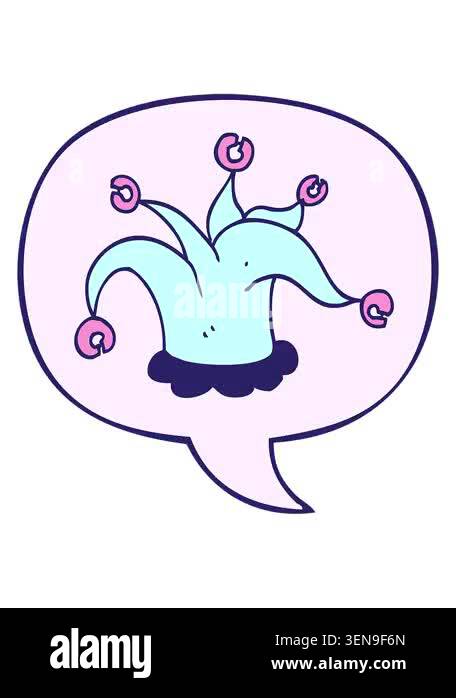 pixelize effect animation of cartoon jester hat with speech bubble ...