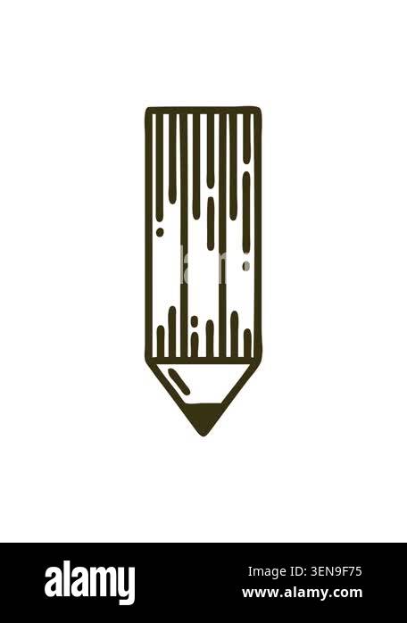 changing color animation of tattoo in black line style of a pencil icon ...