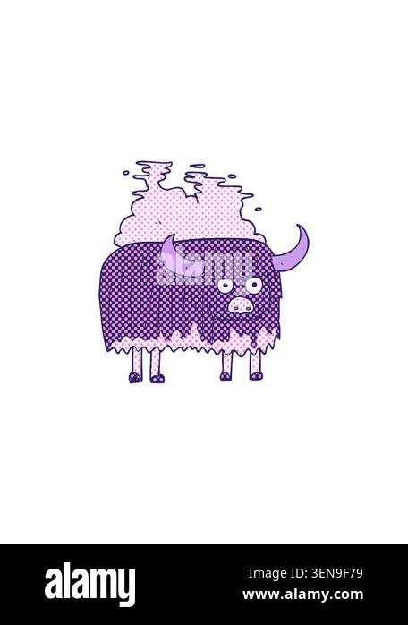 radioactive glowing animation of freehand drawn cartoon smelly cow ...