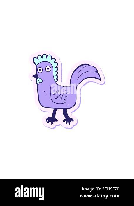 radioactive glowing animation of sticker of a cartoon chicken Stock ...