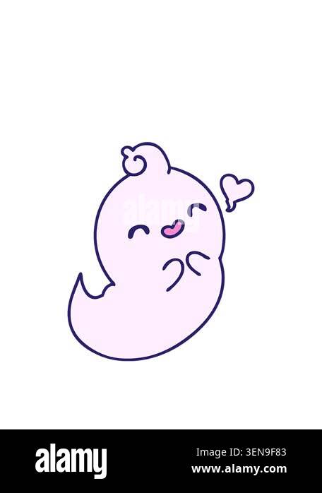 jumping motion animation of cartoon of a cute ghost in love Stock Video ...