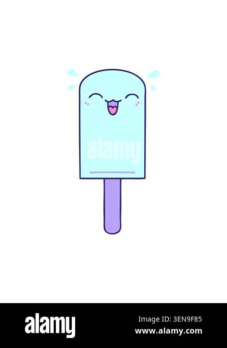 spinning motion animation of hand drawn quirky cartoon orange ice lolly ...