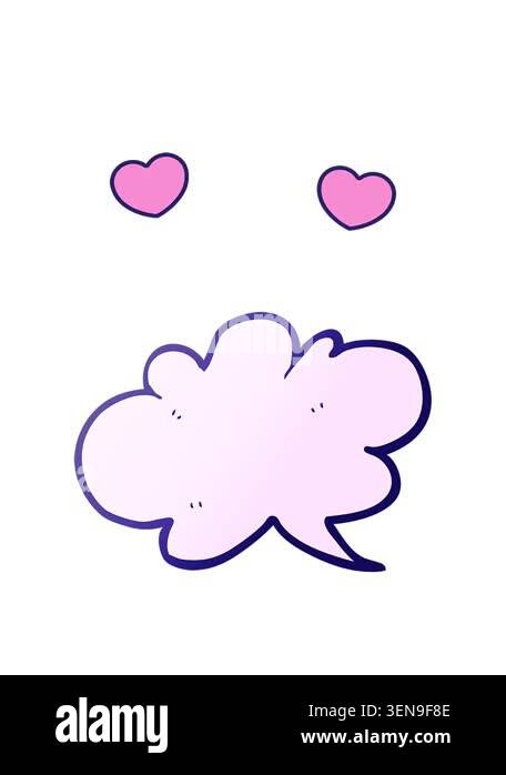 Pink speech bubble with hearts above, conveying a romantic or ...