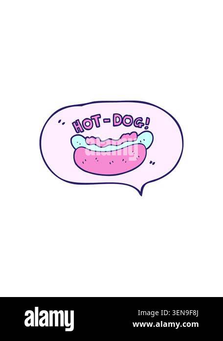 sales flash animation of freehand drawn speech bubble cartoon hotdog ...