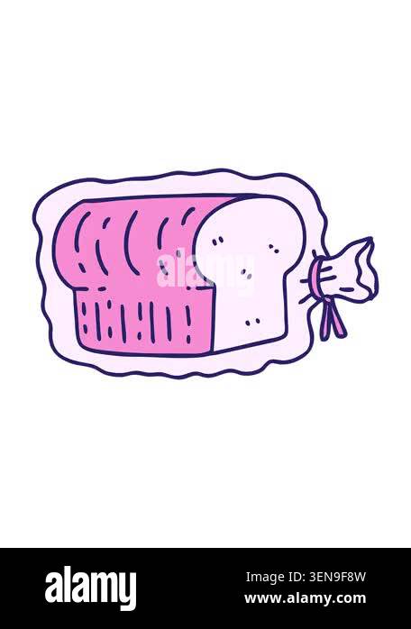 pixelize effect animation of cartoon loaf of bread in plastic bag Stock ...