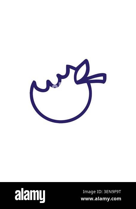 Animated illustration of cartoon bitten apple Stock Video Footage - Alamy