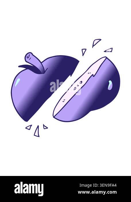 jiggle and pause animation of cartoon sliced apple illustration Stock ...