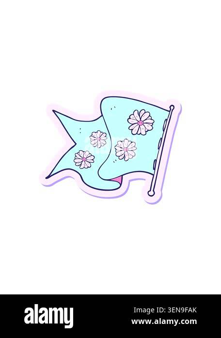 sales flash animation of sticker of a cartoon flower flag Stock Video ...