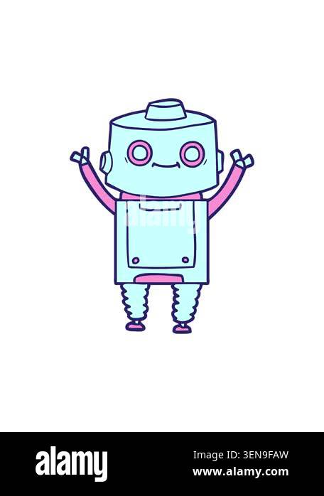 spinning motion animation of a cartoon android Stock Video Footage - Alamy
