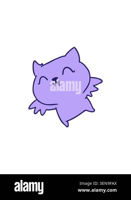 Cute cartoon bat character with a smiling expression and purple color ...