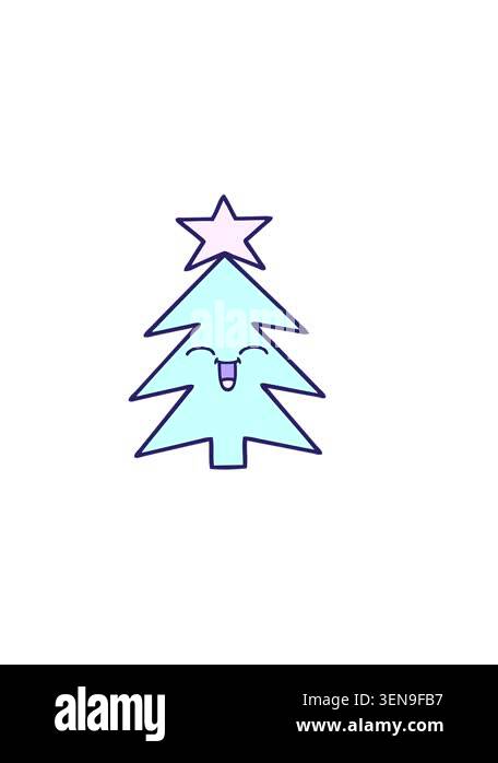 horizontally vibrating animation of christmas tree cute cartoon Stock ...