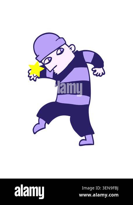 twinkling stars effect animation of cartoon sneaking thief Stock Video ...