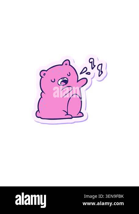 rise and float animation of sticker of a cartoon singing bear Stock ...