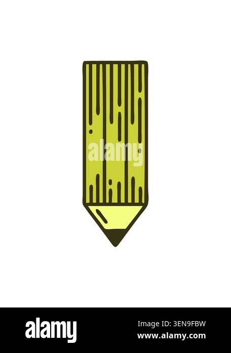Animated illustration of a green pencil with dripping paint design ...