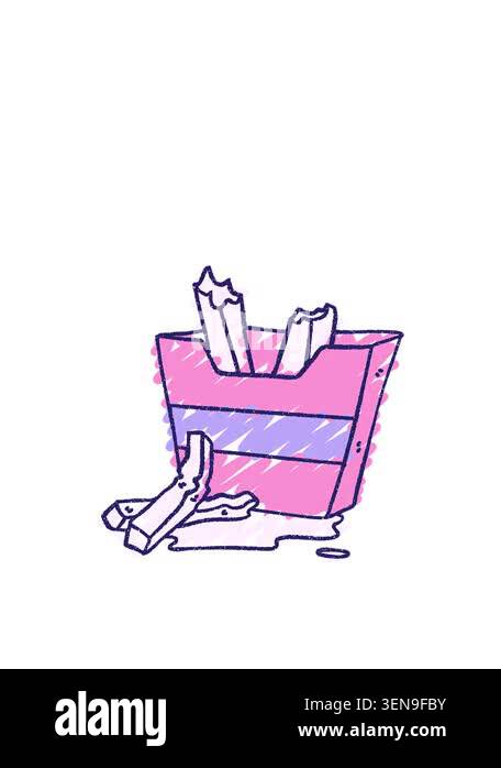 Colorful pink container filled with broken pencils and pieces on a ...