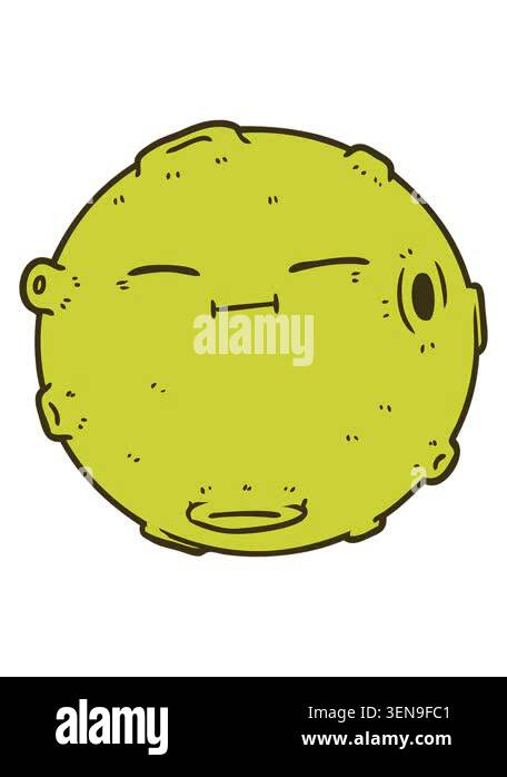 Cartoon-style character with a round yellow face and closed eyes ...