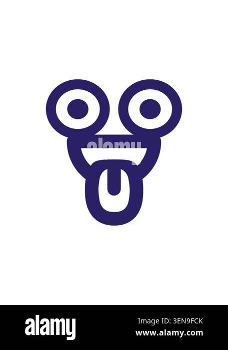 splitting effect animation of crazy staring face icon Stock Video ...