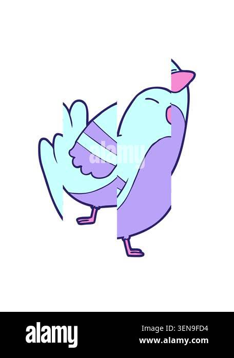 splitting motion animation of Cartoon neon color Bird Stock Video ...