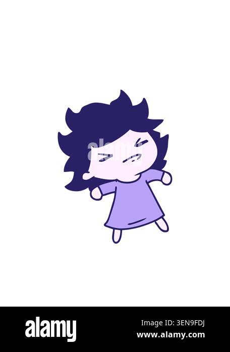 Cartoon girl with purple hair appearing frustrated, wearing a purple ...